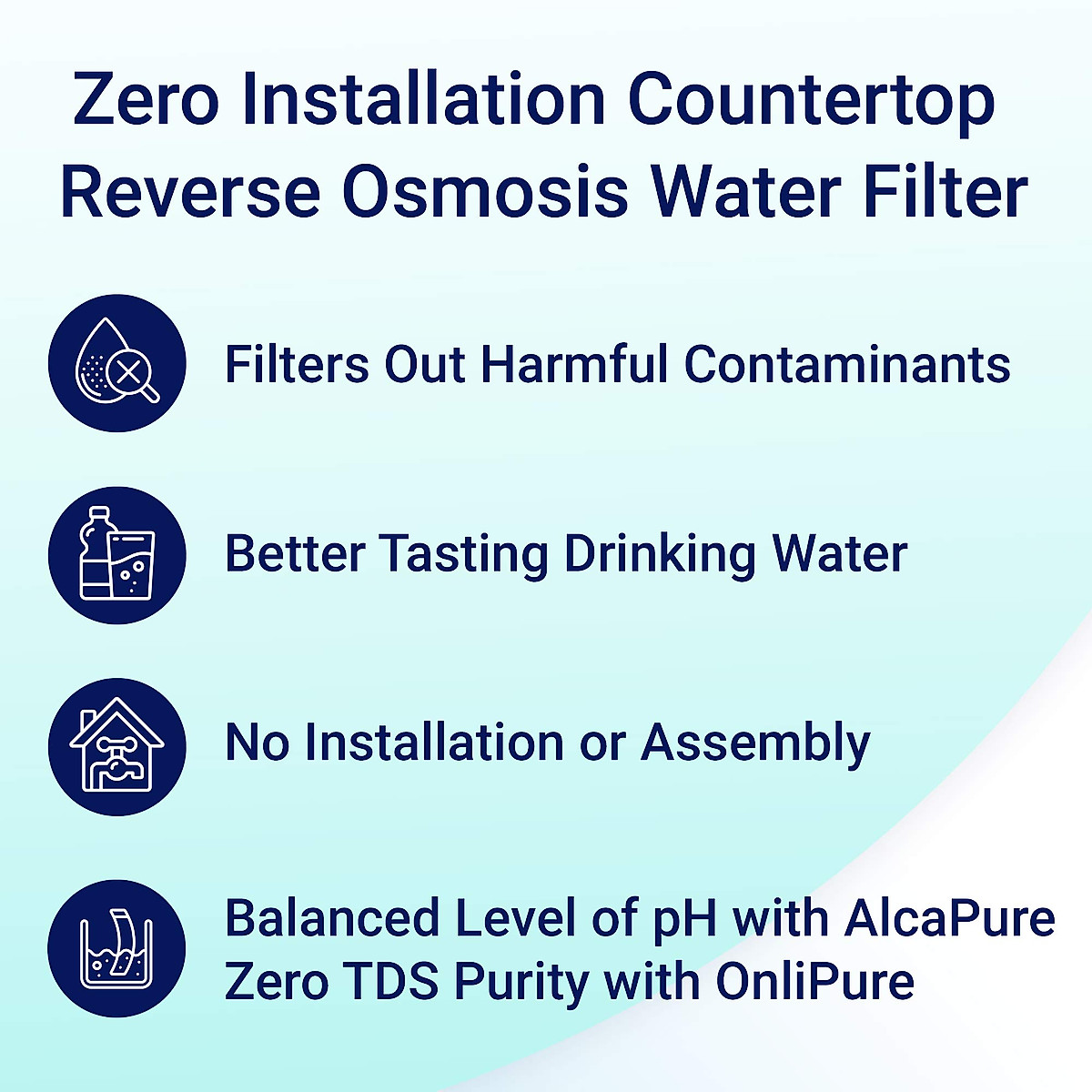 AlcaPure Reverse Osmosis Countertop Water Filter by RKIN with Patented High Capacity 4 Stage Technology: Purified Alkaline Water with Superior Taste. No Installation or Assembly Required. Space Black