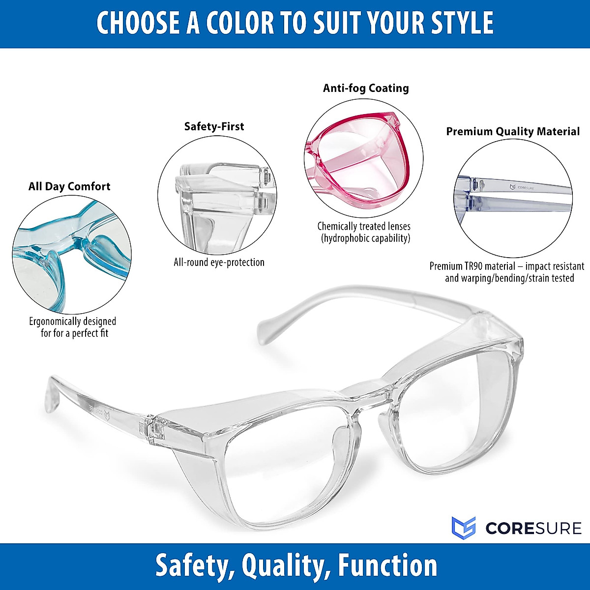 Anti Fog Safety Glasses (Crystal)