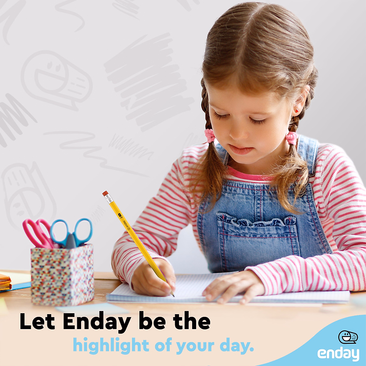 Enday Presharpened #2 Pencils 24 Count, Wood-Cased Yellow Sharpened Pencils with Latex-Free Eraser, Long-Lasting Durable No 2 Pencils for School, Office and Classroom Supplies