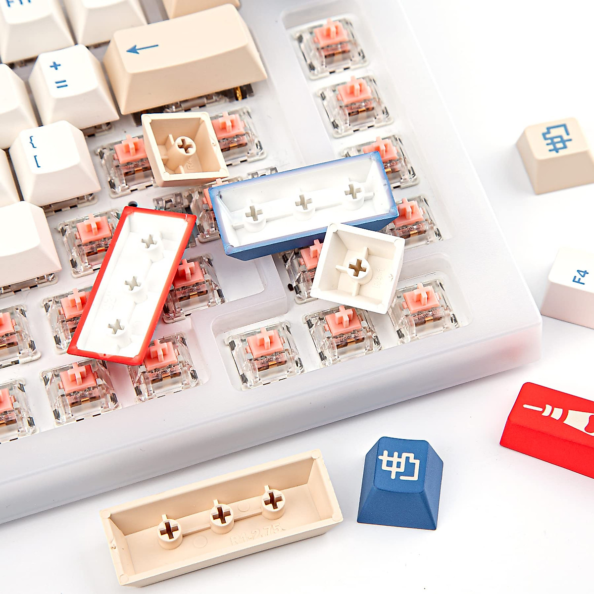 TOkey Cherry Profile PBT Dye Sublimation 141 Keys keycap Set-61/84/104/108 Keys US ANSI Layout Keycap for Mechanical Gaming Keyboard Gateron Kailh Cherry MX Switches(Soy Milk English)