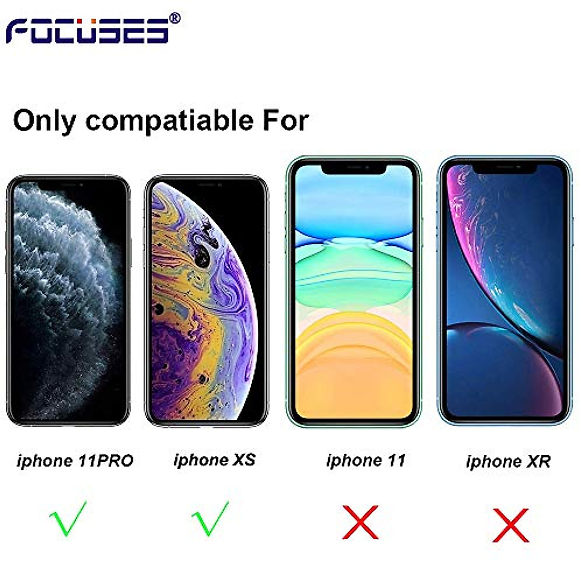 Focuses iPhone 11 Pro Screen Protector, iPhone Xs/X Screen Protector, Anti blue light Tempered Glass Film for Apple iPhone Xs/X & iPhone 11 Pro,3-Pack