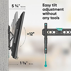 ONKRON Tilting TV Wall Mount for 32-70 Inch TV & Screen, Low Profile TV Wall Mount up to 132 lbs, Slim Fit TV Wall Mount Tilt Down with VESA 75x75-400x400/Universal Wall Mount for TV Black