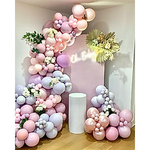 Purple Blush Balloon Garland Arch Kit,Double-Stuffed Dusty Purple Blush Pink Balloons for Butterfly Birthday Bridal Baby Shower Party Decorations