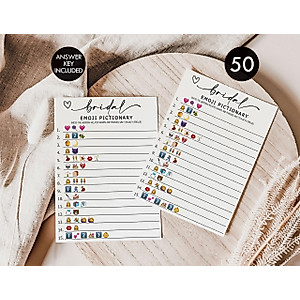 All Ewired Up 50 Bridal Shower Games Emoji Pictionary (50-Cards) Fun Wedding Game Activity, Decorations, Engagement Party, Rehearsal Dinner, Minimalist Script