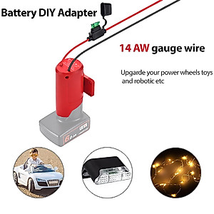 M12 Battery Adapter for Milwaukee 12V Battery Adapter,Power Wheel Adapter for Milwaukee M12 12V Battery with Fuse 14 Gauge Robotic for Rc Car, Robotics, Rc Truck,DIY use
