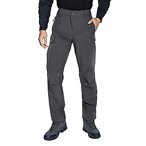 Wespornow Men's-Fleece-Lined-Hiking-Pants Water-Resistance-Snow-Ski-Pants Softshell Snowboarding Pants for Winter, Skiing, Outdoor (Grey, X-Large)
