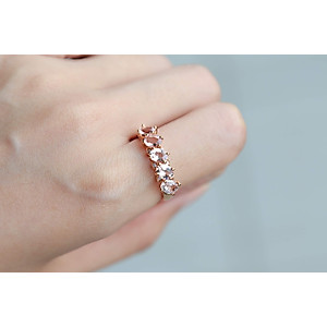 Gin & Grace 10K Rose Gold Genuine Morganite Ring for women | Ethically, authentically & organically sourced (Round-cut) shaped Morganite hand-crafted jewelry for her | Morganite Ring for women