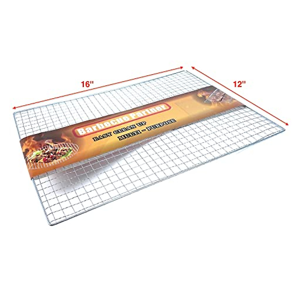 Barbecue Partner Portable Campfire Barbecue Charcoal Grill Wire mesh Rack Grate for Camping picnicking, Rectangular mesh, 16 * 12 inch