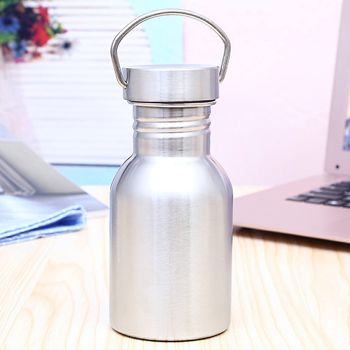 Drinking Bottles for Adults,350/500/750ml Portable Single Stainless Steel Travel Jug Water Bottle Kettle - Silver 750ml