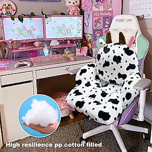 QYA Computer Chair Cushion Cow, Cute Desk Seat Cushion with Backrest Non-Slip, Kawaii Chair Pillow for Gamer Chair, Comfy Chair Cushion for Bedroom (32"x 18")