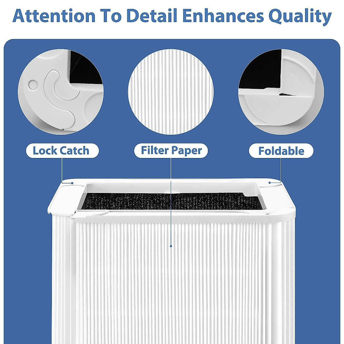 ADDUBEAU 2 Pack 211+ Replacement Filter Compatible with Blueair 211 Air Purifier, Foldable Particle and Activated Carbon Blue Pure Air Purifier Filter Replacement