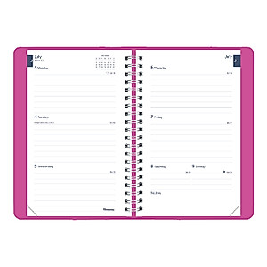 Blueline Essential Academic Weekly/Monthly Planner, 13 Months, July 2023 to July 2024, Twin-Wire Binding, Soft Vicuana Cover, 8" x 5", Bubble Gum Pink (CA101F.01-24)