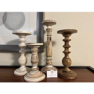 Hosley's 8 Inch High Wood Candle Holder for Pillar Wax Candles Flameless Candle. Distress Finish Candleholder. Ideal Gift for Wedding Party Home Spa Reiki Aromatherapy Candle Gardens O4