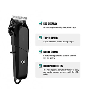 Hair Clippers for Men, Hair Clipper Cordless Hair Cutting Machine Adjustable Barber Professional Hair Trimmer Digital Display Clipper for Men