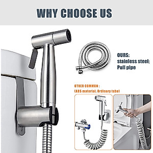 Wexecon Muslim Shower Black Handheld Bidet Sprayer for Toilet with Explosion Proof Bidet Hose Adjustable Water Pressure-Jet Spray Soft Spray Great for Feminine Wash, Pet and Bathroom Cleaning(C,Black)