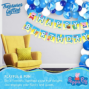 Treasures Gifted Officially Licensed Peppa Pig Birthday Banner - Peppa Pig Happy Birthday Banner - Peppa Pig Birthday Party Supplies - Peppa Pig Party Decorations - Peppa Pig Banner