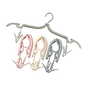 WisePoint 4 Pcs Folding Coat Hangers, Portable Plastic Hangers Clothes Hanger Clothes Foldable Hanger with 8 Clips and Anti-Slip Groove Suitable for Home Outdoor Travel Camping Hiking (Colorful)