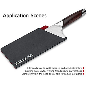 WELLSTAR Big Knife Edge Guard, Wide Meat Cleaver Knife’s Blade Covers, BPA Free ABS Protective Blade Sheath, Non-Scratch Felt Lining Butcher Chef Knife Cover (Knives not included)