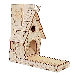 CZYY Bird Feeder Dice Tower with Tray Wood Laser Cut Perfect for Wingspan and Other Tabletop Games