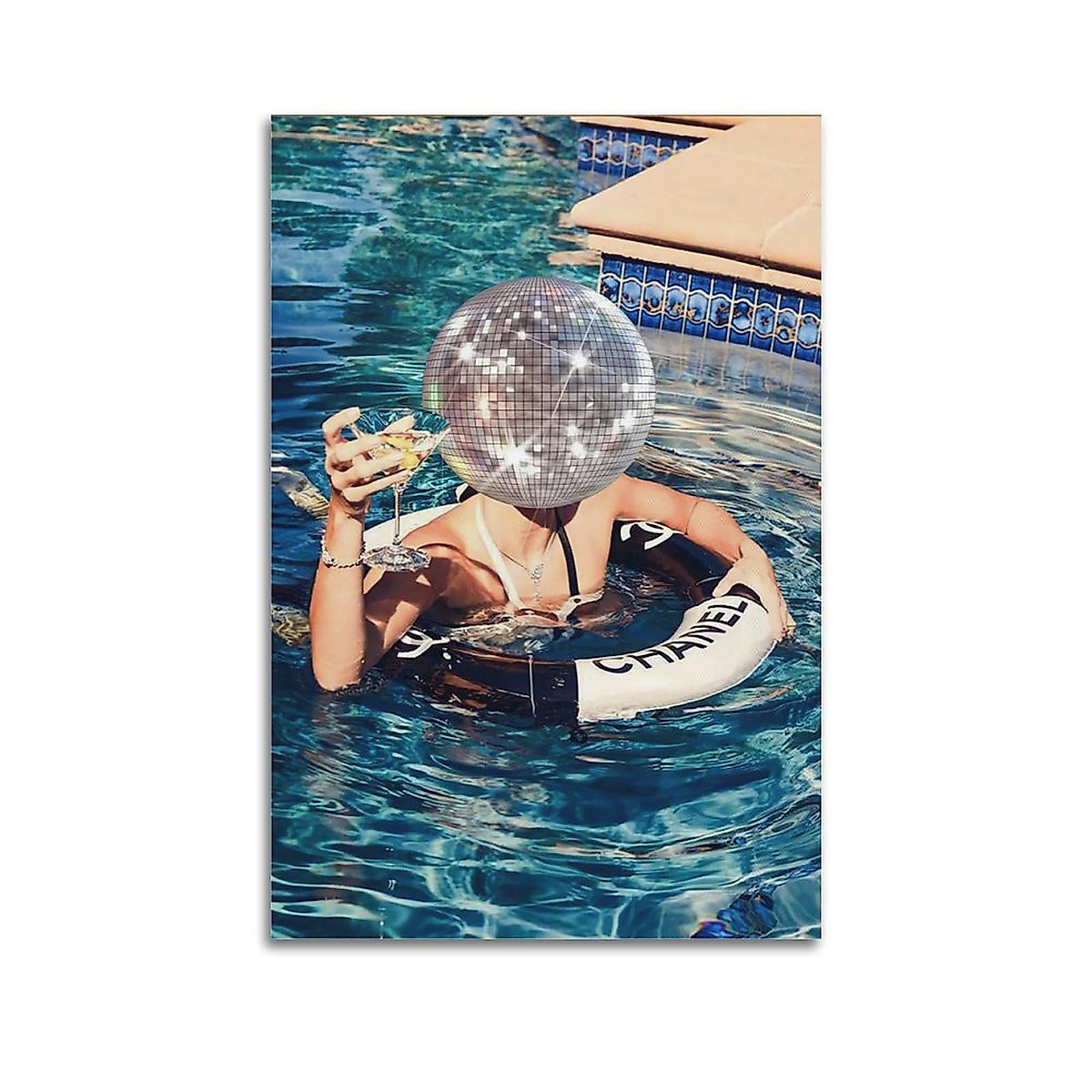 Posters For Room Funky Wall Decor Cocktail Wall Art Summer Pool Party Unique Decoration Blue Funny B Poster Art Decor Painting Aesthetic Wall Art Canvas for Bedroom Decor 12x18inch(30x45cm) Style