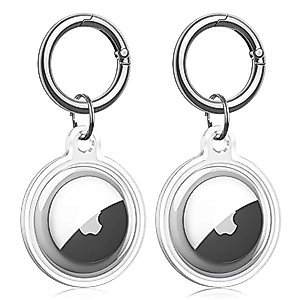 [2 Pack] Fintie Protective Case for AirTag, Lightweight Soft TPU Skin Cover with Keychain, Portable Anti-Lost Scratch Resistant Holder Accessory for Airtags 2021 Finder Tracker, Clear