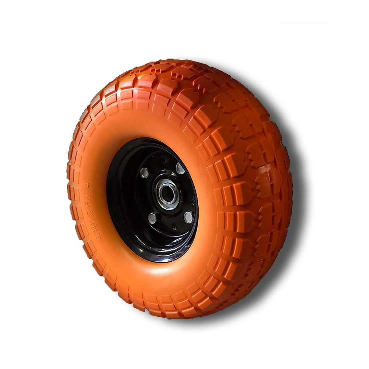 Voyager Tools Flat-Free Tires 10" Durable Wagon Dolly Cart Wheels (Orange) 2pc set