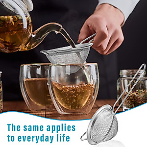 Epakh 9 Packs Stainless Steel Small Strainer, Steel Cone Shaped Cocktail Strainer for Juice, Tea Herbs, Coffee Drinks, Long Handle Coffee Food, 3.2 Inches Silver