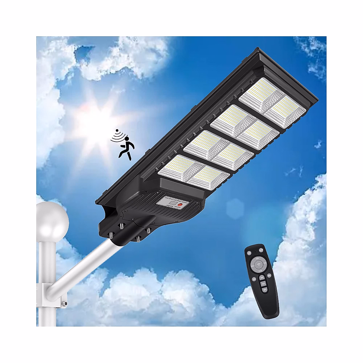 INSDEA 600W Solar Lights for Outside, 50000LM Dusk to Dawn Solar Street Light Motion Sensor, IP66 Waterproof Solar Security Flood Lights Outdoor for Garden,Yard,Parking Lot