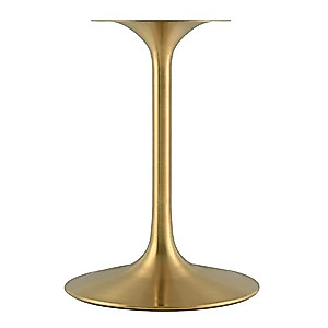Modway Lippa 48" Oval-Shaped Mid-Century Modern Dining Table with White Wood Top and Gold Base