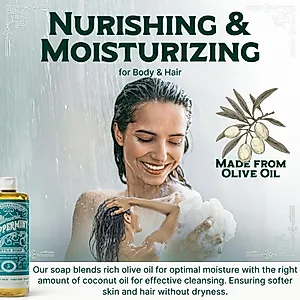 Carolina Castile Soap Peppermint Scent – Certified Organic Base, High Olive Oil Content, Non-Drying, Made with Organic Oils, Concentrated Natural Body Wash for Men and Women (Peppermint, 1 gallon)