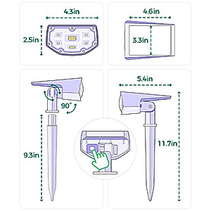 airmee Solar Spot Lights Outdoor, ‎30 LED Bright Spot Lights IP68 Waterproof, 3 Modes Solar Landscape Lights 40000H Lifespan, Auto On/Off Garden Lights for Yard/Pathway, Cold White 5 Pack