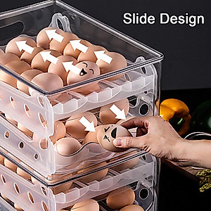 Keyii Egg Holder for Refrigerator, Pull Out Egg Refrigerator Drawer with Slide Design, Adjustable Egg Holder Storage Container for 36 Eggs (Z26HS49V17TI)