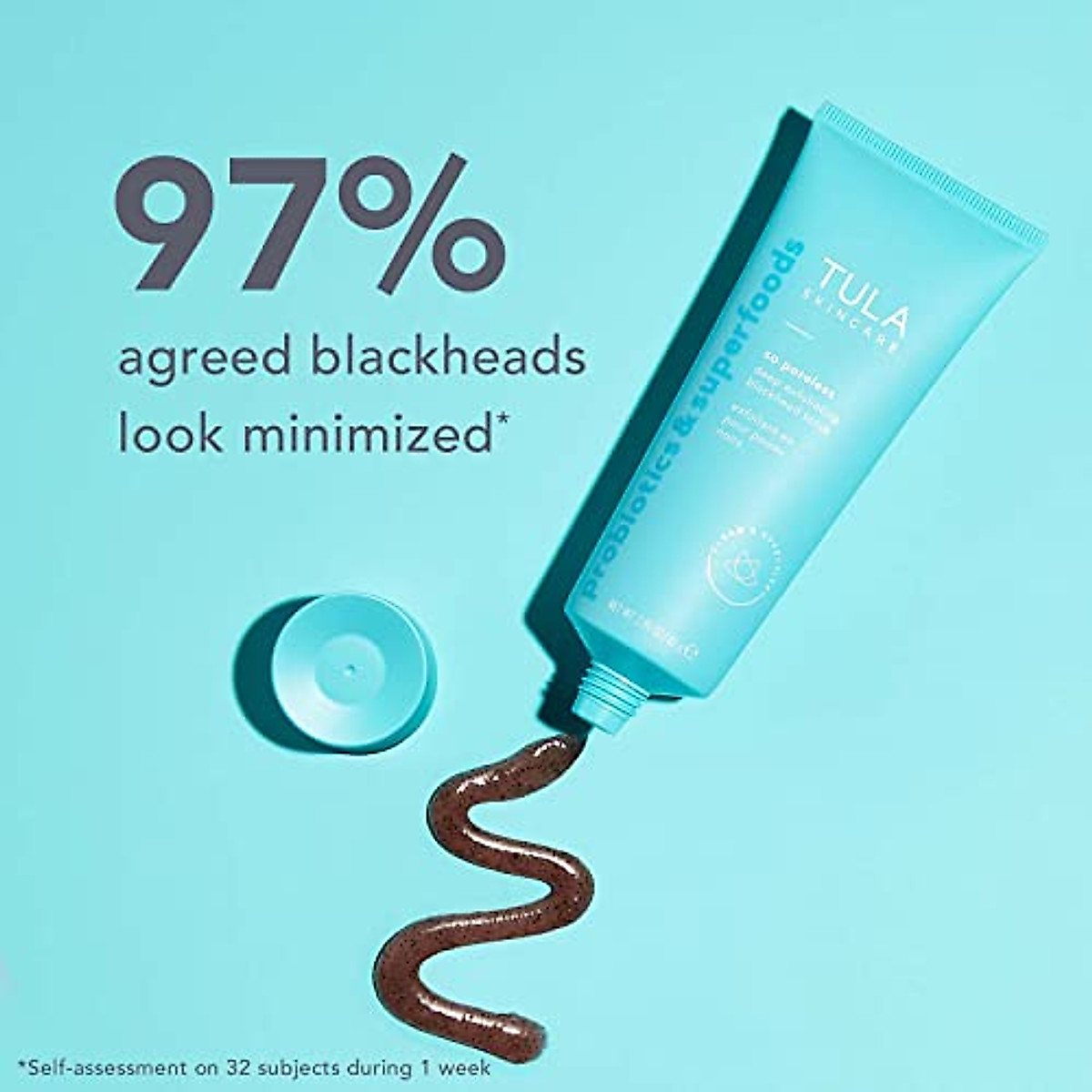 TULA Skin Care So Poreless Exfoliating Blackhead Scrub | Powerful and Gentle Exfoliation, Refreshing and Smoothing, Contains Probiotic Extracts, Volcanic Sand, Pink Salt, and Witch Hazel | 82 g