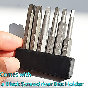 Square Head Screwdriver Bits 6 Sizes SQ1, SQ2, SQ2.7, SQ3, SQ4, SQ5, SKZIRI 6PCS 1/4 Inch Hex Shank Square Screwdriver Tool Set Kits Magnetic Tips For Poket Hole Jig