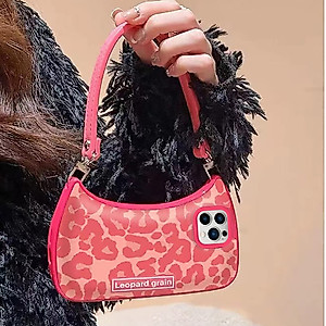 Compatible with iPhone 13 Pro Max Case Cute Aesthetic Pink Leopard Print Wallet-Shaped with Strap Bracelet Chain Shockproof Protective Case for Women Girls