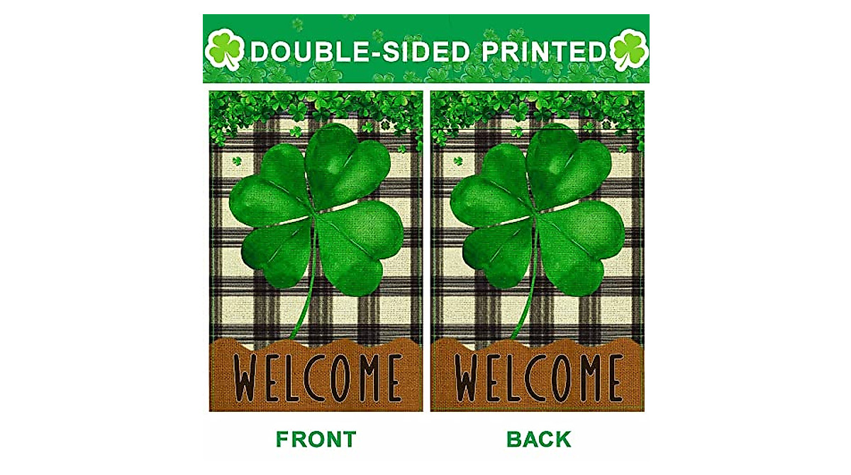 Spring Welcome Garden Flag - Durable Burlap Shamrock Banner for Yard ...