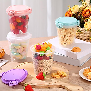 Blushtier 10 Pcs Overnight Oats Containers with Lids 24 oz Leak Proof Oats Jars Reusable Plastic Food Storage Meal Prep Container for Yogurt Cereal Soup Milk Salad Dishwasher Safe