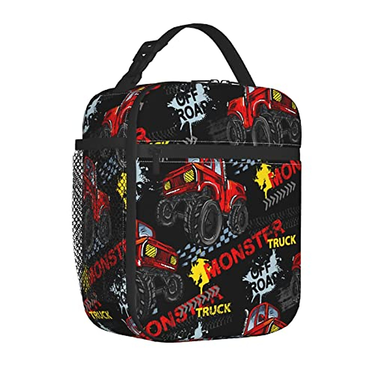 Gbuzozie Monster Trucks Cars Lunch Bag Insulated Portable Reusable Lunch Box With Zipper For Women Men Picnic Beach