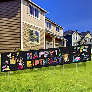 Tuanse 20 Pack Blank Yard Signs with Stakes Bulk Corrugated Plastic Lawn Signs Double Size for Garage Sale Real Estate Open House Rent Guidepost Birthday Party Decorations(16 x 12 Inch,Black)