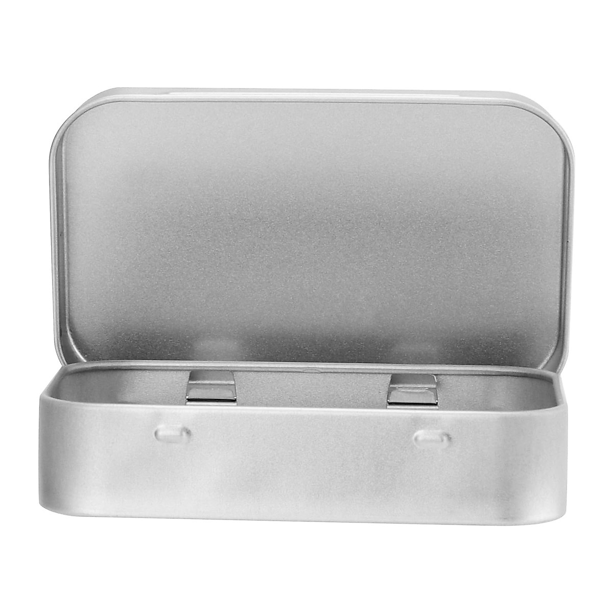 SHEUTSAN 80pcs 3.7 x 2.4 x 0.8 Inch Silver Rectangular Hinged Tin, Empty Tins With Hinged Lids, Metal Hinged Box Container for Small Items, Candies