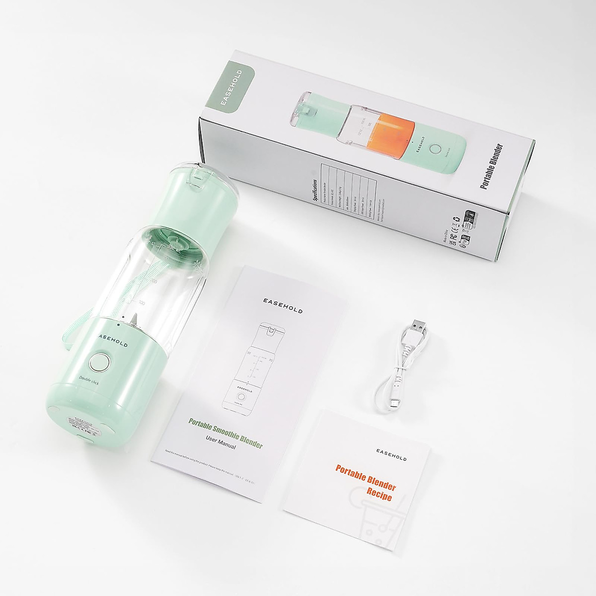 Portable Blender for Smoothies, Personal Blender for Shakes, Fresh Juice Mini Fast Blender on the go with 6 Blades, Rechargable Single Blender BPA Free for Sport, Kitchen, Travel