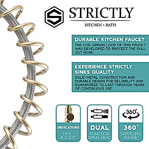 Strictly Sinks Kitchen Faucet with Pull Out Sprayer - Contemporary Design Single Handle High Arc Spring Faucet–Dual Function Kitchen Spring Faucet with 360° Swivel Spout (Gold)