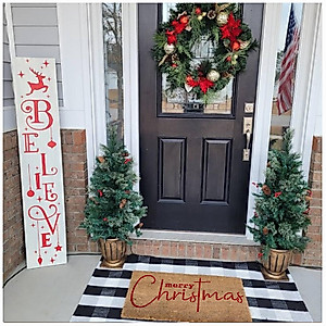 12 Pcs Christmas Stencils for Painting on Wood Porch Sign, Large Believe Merry Christmas Stencil Holiday Nativity Painting Stencils for Wood Sign DIY Crafts Canvas Fabrics (12pcs Porch christmas)