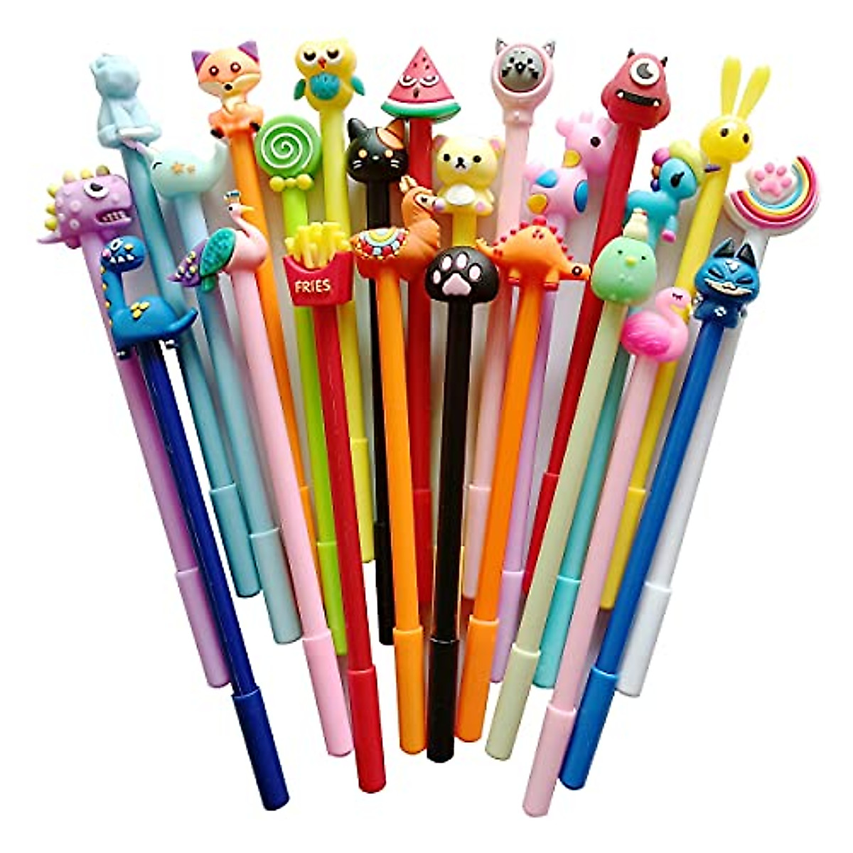 24 pack Blue Erasable Kawaii Cute Cartoon Gel Ink Pens Assorted Style Writing Pens for Birthday Present School Prize Student Gift Fun Kiddos Girl Pens (erasable blue)