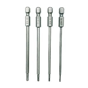 HOPLEX RC Hex Bit Set Hex Head Allen Wrench Drill Bit Set 1.5, 2.0, 2.5 & 3.0mm Upgrading of S2 Steel 1/4" Hex Shank 3.9" Long for Screwdrivers Bit Electric Screwgun/Power Drill RC Repair Working