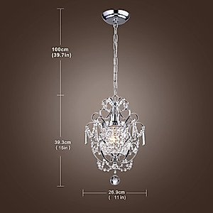 PAPAYA Crystal Mini Chandelier Lighting 1 Light Chrome Chandeliers Iron Ceiling Light Fixture…