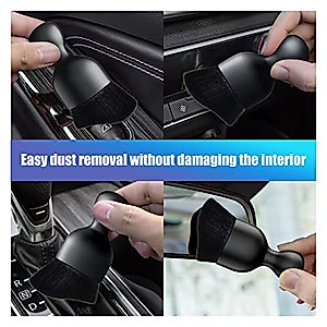 Ajxn 1 PC Car Interior Cleaning Tool Brush, Soft Bristles Detailing Dusting Brush, with Cover Curved Crevice Beauty Brush, Universal for Car Dashboard, Screen, Scratch-Free Cleaning Brush (Black)