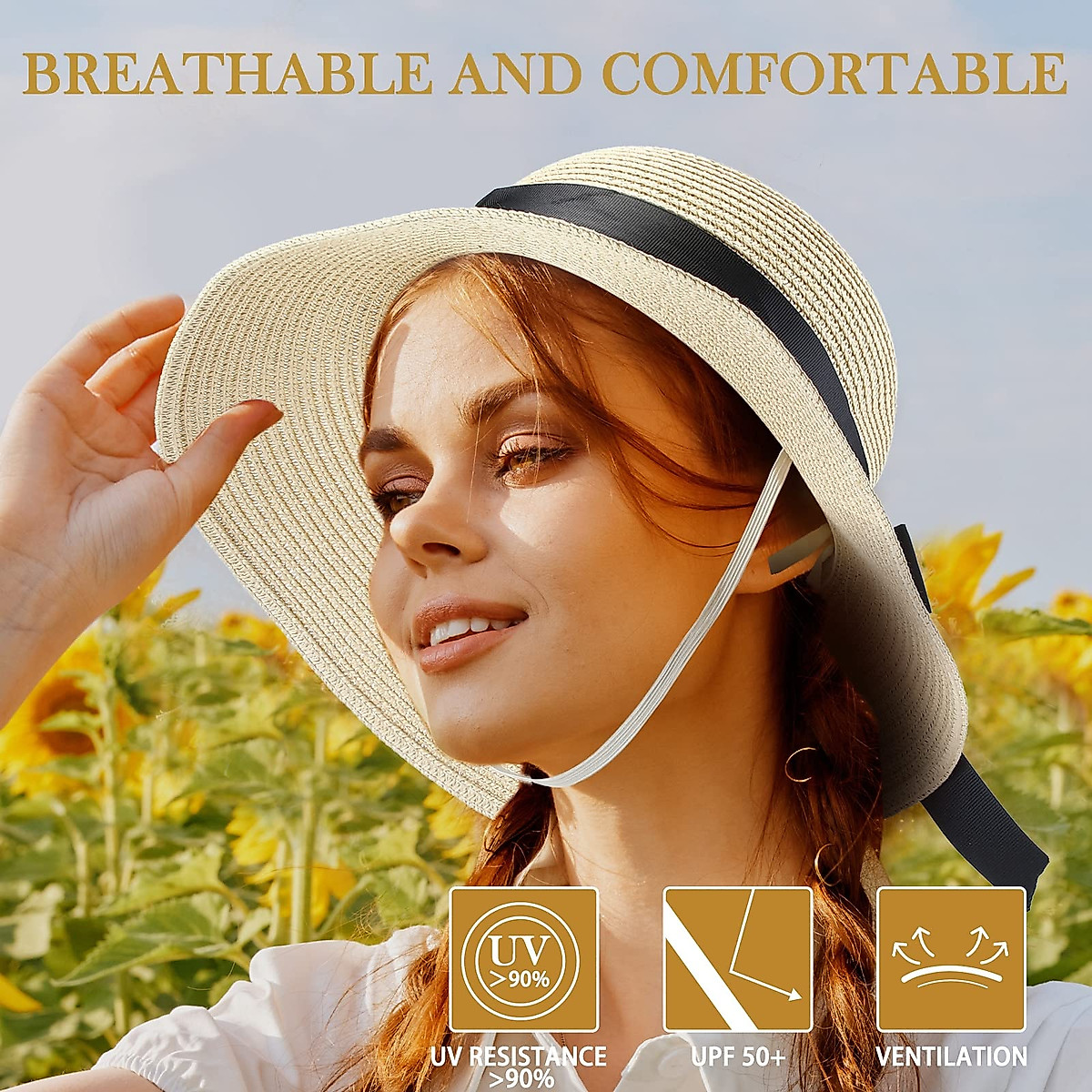 Pasimy 6 Pcs Straw Hat for Women UPF 50+ Summer Floppy Hat Woven Beach Hat Foldable Bucket Hat with Bowknot for Women(Mixed Colors,Bowknot Style)