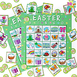 JOYIN 28 Players Easter Bingo Cards (5x5) for Easter Party Goodies Games, Kids School Classroom Gift, Indoor Family Activities, Basket Filler Stuffers.