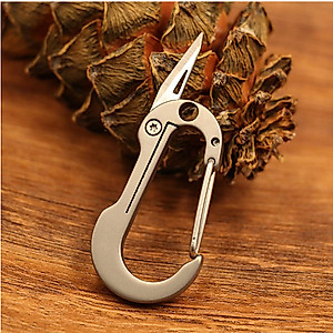 SZHOWORLD Small Titanium Carabiner with Folding Knife, EDC Multitool Keychain Clip Box Cutter, Perfect for Everyday Carry, Outdoor,Office,Camping,Hiking